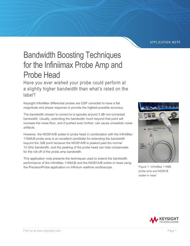 Bandwidth Boosting Techniques for the Infiniimax Probe Amp and Probe Head PDF Asset Page | Keysight